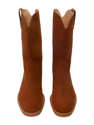 ODISSI Frances Suede Cowboy Boots - Brown