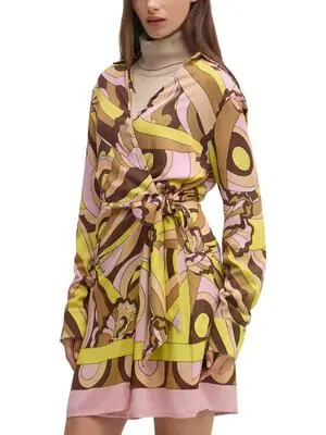 GAUDI Printed Tie Waist Mini Dress - Brown