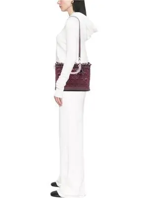 Dior Lambskin Cannage Bow Lady Satchel - Red