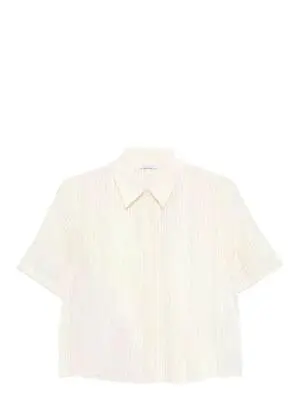 Patrizia Pepe Striped Crystal Embellishment Shirt - Neutrals