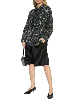 R13 Pinstripe Bermuda Shorts - Black