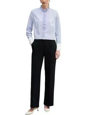 OUI Striped Ruffle Shirt - Blue