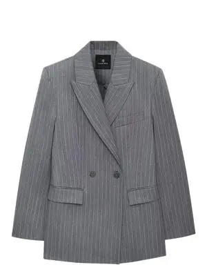 ANINE BING Pinstripe Double-Breasted Blazer