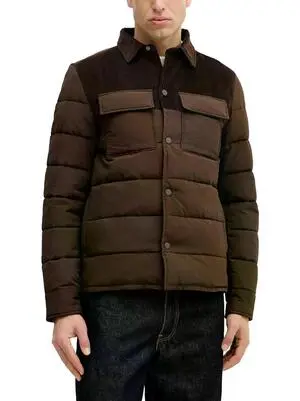 BENETTON Corduroy Panelled Padded Jacket - Brown