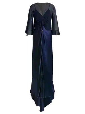 Alberta Ferretti Flared Sleeve Gathered Maxi Dress - Blue