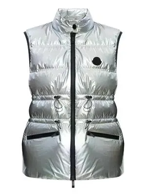 Moncler Padded Gilet With Drawstring Detail - Silver
