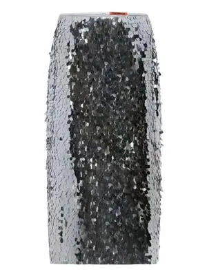 SIMONMILLER Mia Sequined Midi Skirt - Silver