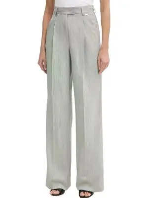 FRACOMINA Pleat Detail Pinstriped Trousers - Grey