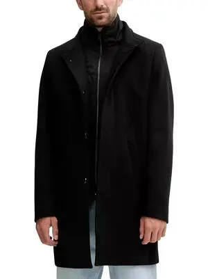 LINDBERGH Funnel Neck Coat - Black