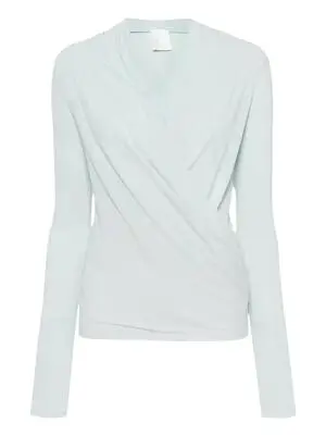Givenchy V-neck Draped Blouse - Blue
