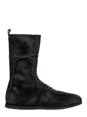 ANN DEMEULEMEESTER High-top Lace-up Suede Boots - Black