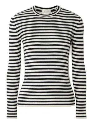 LISA YANG Vivian Striped Ribbed Cotton And Cashmere-blend Top - Black