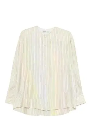 Carven Striped Pattern Band Collar Shirt - Neutrals