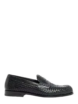Dsquared2 Neoclassic Woven Leather Loafers - Black