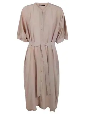 Seventy Belted Waist Dress With Short Sleeves - Neutrals