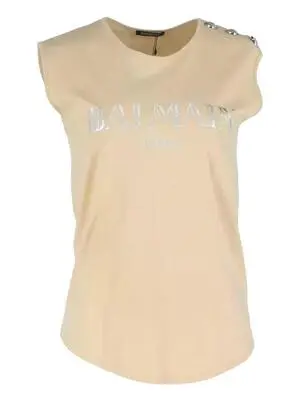 Balmain Logo Print Tank Top - Neutrals