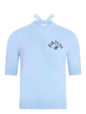 PATOU Patou Bow Short-Sleeved Top Blue