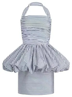 PATOU Striped Halterneck Mini Dress - Blue