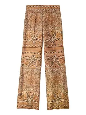Sandro Bandana-print Flowy Pants - Brown