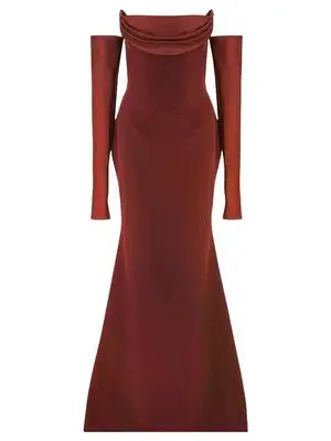 RHEA COSTA Raven Off-shoulder Maxi Dress - Red