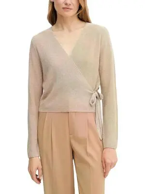 OUI OUI V-Neck Tie Knitwear Neutrals