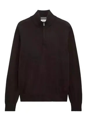 Pringle Of Scotland Merino Wool Quarter-zip Sweater - Brown
