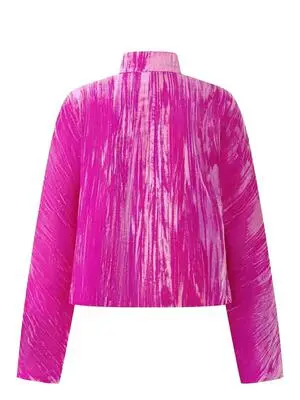 Shanghai Tang Fuchsia Velvet Mandarin Collar Jacket - Pink