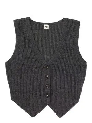 THE GARMENT Ribbed Knit V-neck Waistcoat - Grey