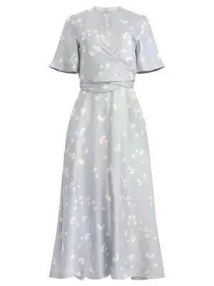 Altuzarra Floral Wrap Midi Dress - Blue