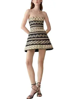 Carolina Herrera Embroidered Strapless Mini Dress - Black