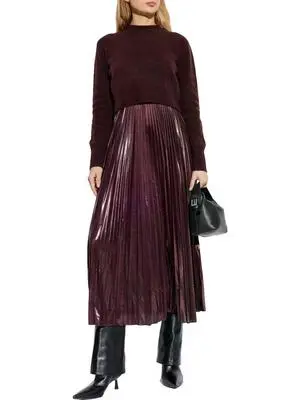ALLSAINTS Spark Pleated Midi Dress - Red