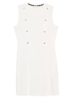 Liu Jo Sleeveless Round Neck Jersey Dress With Metallic Details - Neutrals