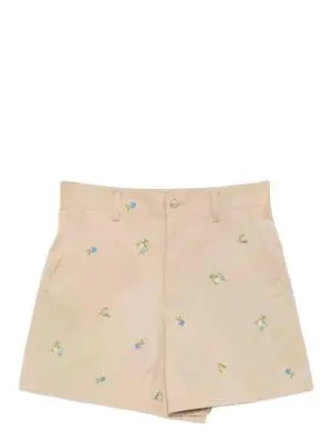 JNBY Floral Embroidered Beige Shorts - Neutrals