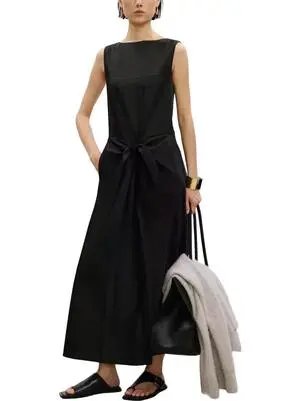 LESS LESS Origami Midi Dress With Ribbon Detail