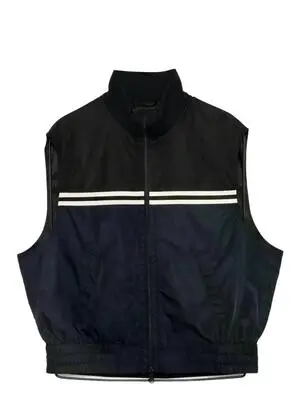 CROQUIS Two-tone Striped Zip-up Vest - Blue