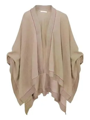 PIP STUDIO Striped Open-front Knitted Cape - Neutrals