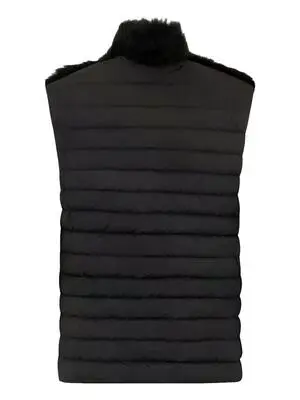MOORER Sleeveless Padded Fur Trim Dress - Black