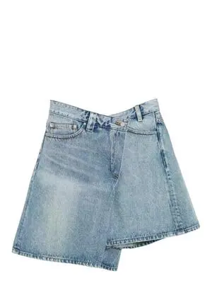 JNBY Asymmetric Layered Denim Shorts - Blue