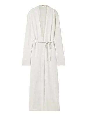 Khaite KHAITE Alek Belted Merino Wool Cardigan Gray