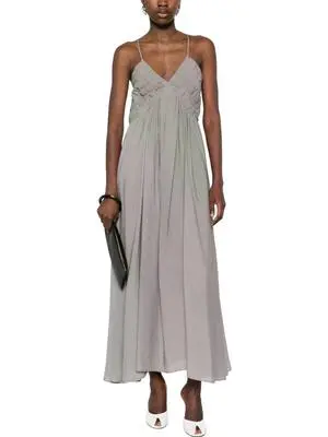 ELEH V-neck Maxi Dress With Woven Detail - Grey