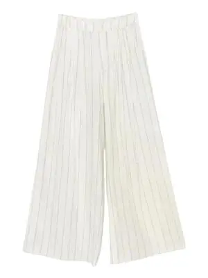 ELEH Striped Wide-leg Trousers - Neutrals