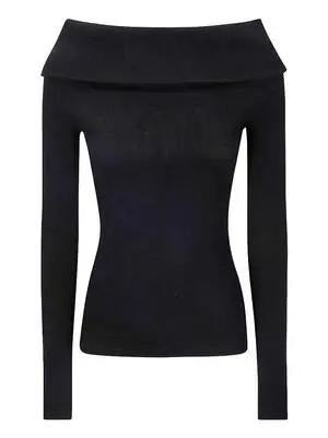 LISA YANG Claudina Ribbed Off-the-shoulder Top - Black