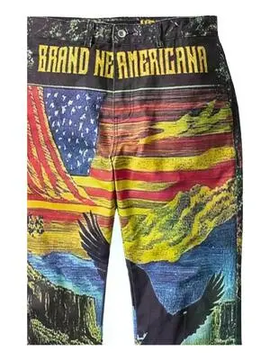 WHO DECIDES WAR Graphic Print Straight Leg Trousers - Black