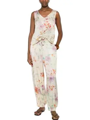 Herno Floral-pattern V-neck Top - Neutrals
