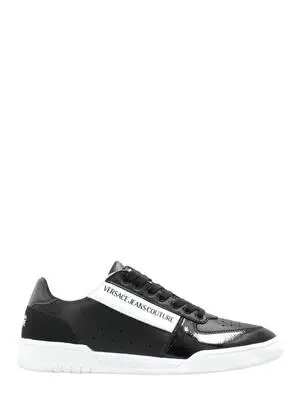 Versace Logo-print Panelled Sneakers - Black