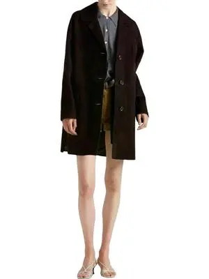 Prada Prada Suede Coat Brown