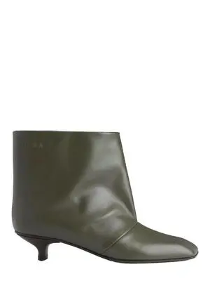 Vicini Square-toe Leather Ankle Boots - Green