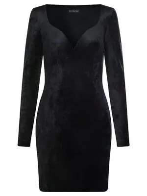 Balenciaga Velvet Sweetheart Neck Dress - Black