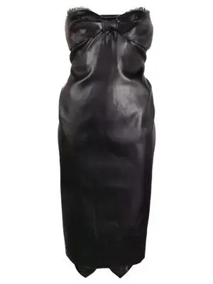 SAINT LAURENT Saint Laurent Strapless Midi Dress With Bow Detail