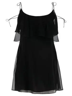 Saint Laurent Ruffled Strappy Dress - Black